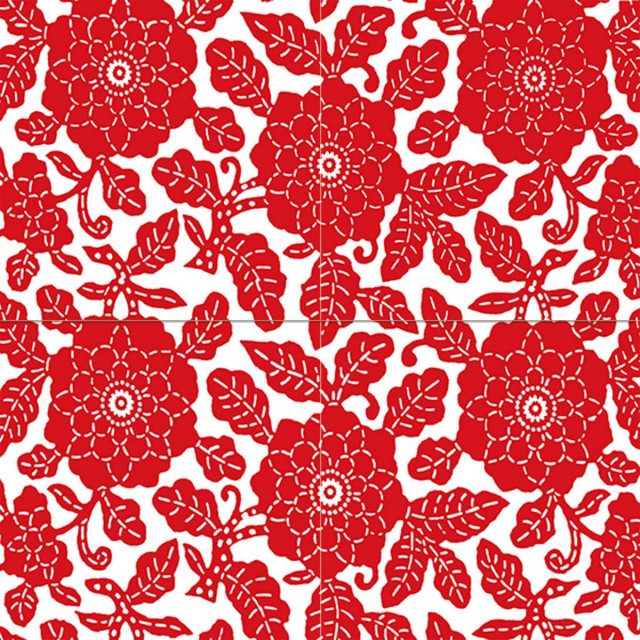 Tile Mural Chinese Patterns red flowers Backsplash, 6" Ceramic Matte ...
