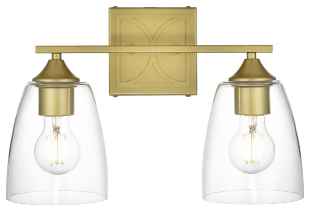 Harris 2 Light Bathroom Vanity Light, Brass - Transitional - Bathroom ...