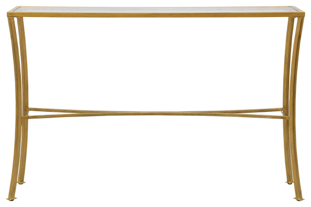 Palin Glass Top Console Table, Antique Gold - Contemporary - Console ...