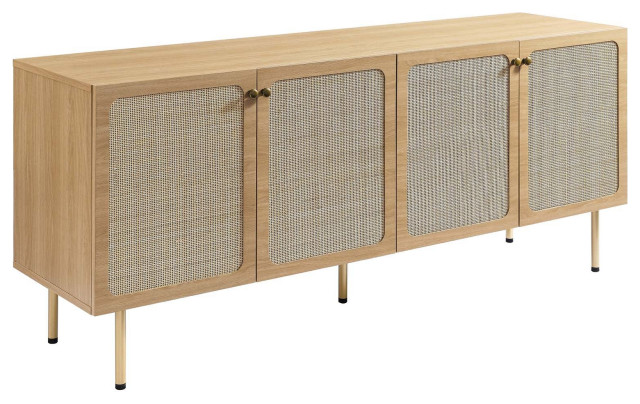Cane Sideboard, Wood Rattan Buffet Table, BoHo Shabby Chic Credenza ...