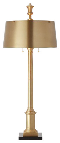 Classic Contemporary Brass Library Table Lamp | Minimalist Metal Shade ...