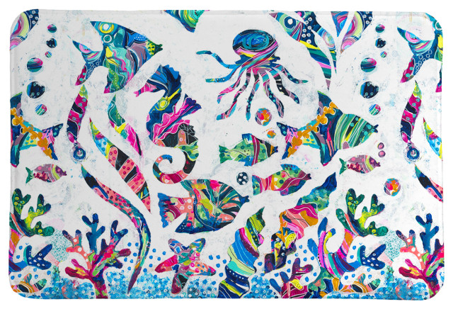 Laural Home Colorful Coastal Memory Foam Rug, 21" X 34" - Beach Style ...