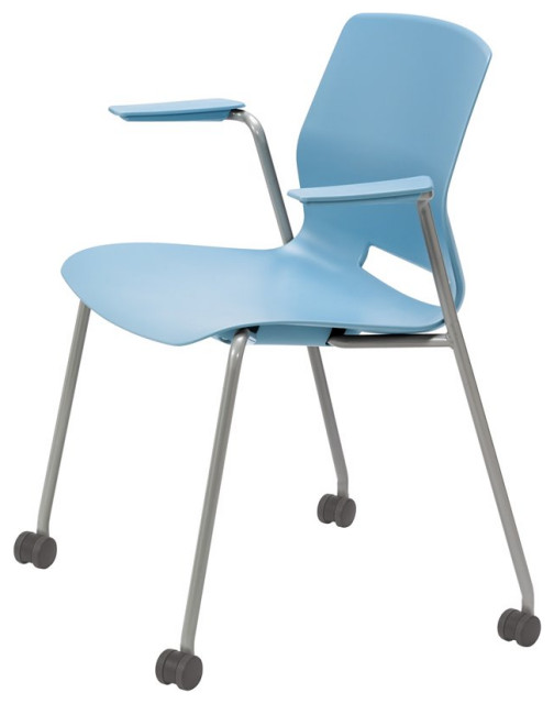 Olio Designs Lola Plastic Stackable Mobile Arm Chair in White ...