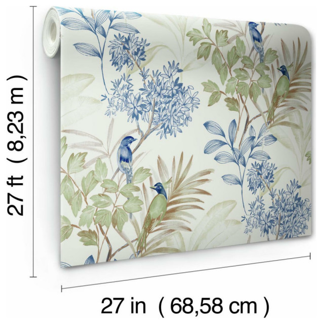 Handpainted Songbird Wallpaper - Tropical - Wallpaper - by York ...