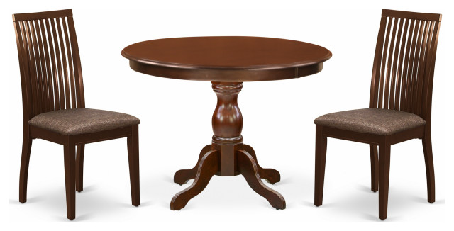 3 Pc Table, Chairs Dining Set, Mahogany Wood Dining Table, 2 Chairs ...