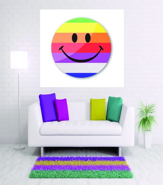 Decal, Colorful Smiley Happy Face Design, 20x20" - Contemporary - Wall ...