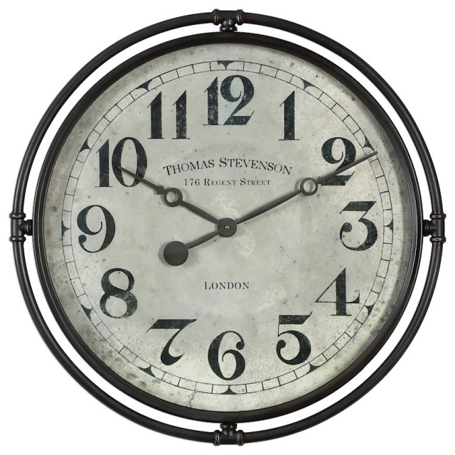 Uttermost Nakul Industrial Wall Clock, 6449 - Farmhouse - Wall Clocks ...
