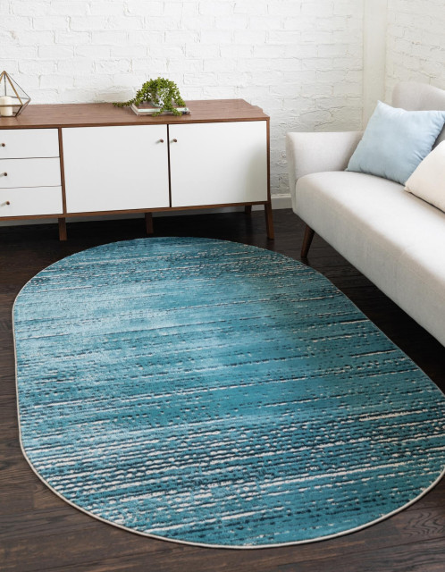 Rug Unique Loom Oasis Blue Oval 8' 0 x 10' 0 - Contemporary - Area Rugs ...