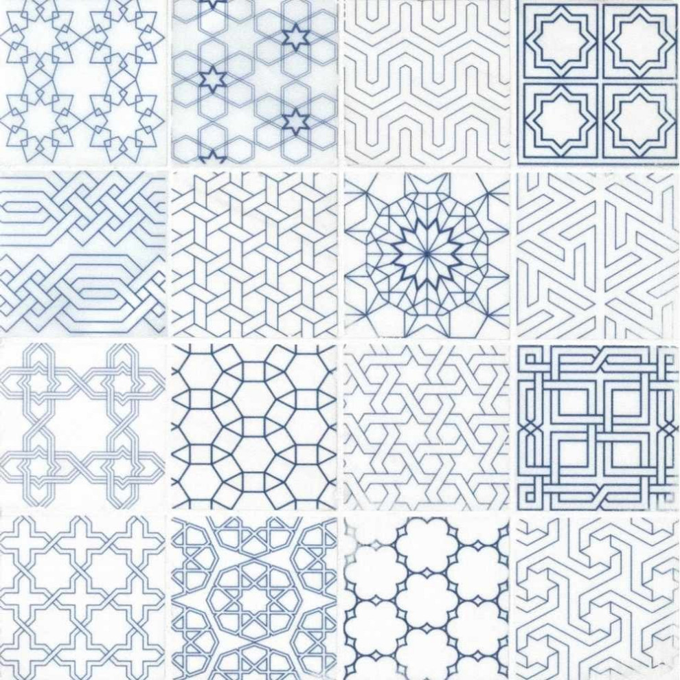 Zouli Stak 3x3 Honed Encaustic Pattern Marble Mosaic Tile ...