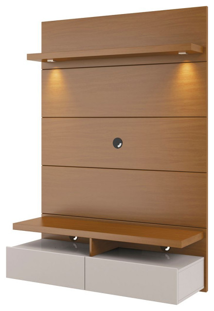 Floating Wall Theater Entertainment Center in Black Gloss & Black Matte ...