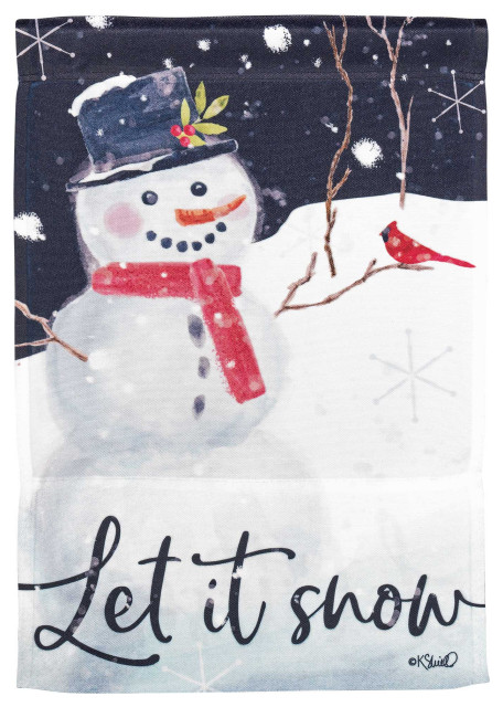 Snowman Let It Snow Flag, Polyester, Garden - Traditional - Flags And ...