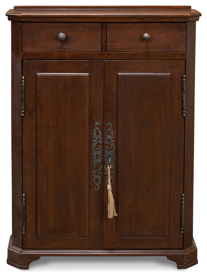 Austrian Hall Cabinet Walnut Slim Cabinet With Drawers - Traditional ...
