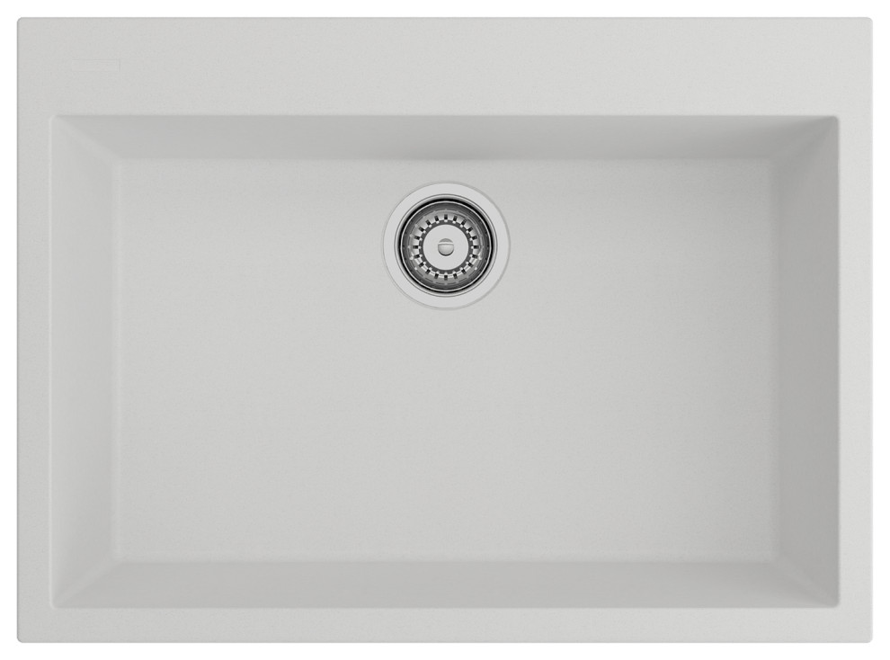 Campino Uno Dual-Mount 27" Single Bowl Kitchen Sink, Milk White ...