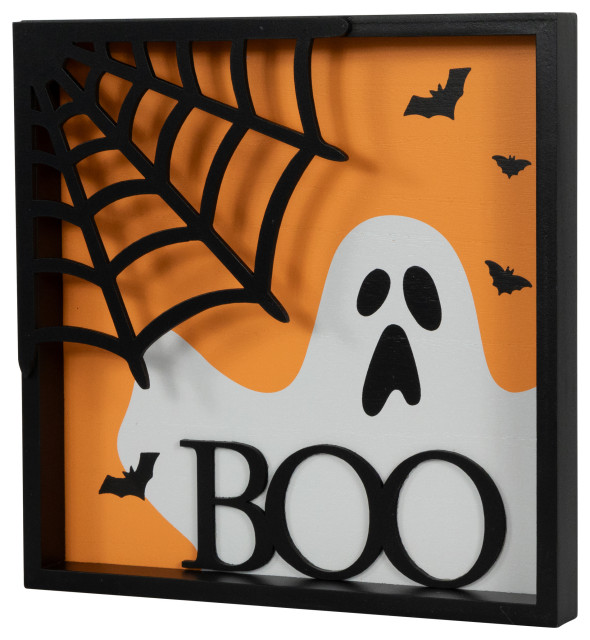 9.75" Framed 3D Boo Halloween Wall Sign - Contemporary - Holiday ...