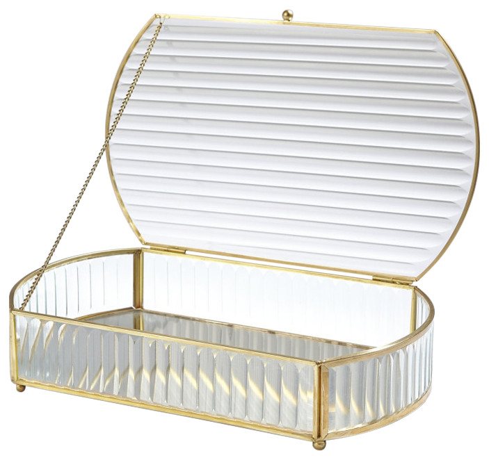 Reeded Glass Oval Box, Large - Contemporary - Jewelry Boxes And ...