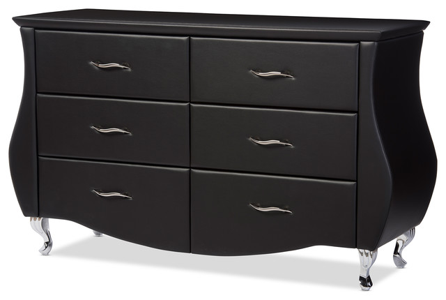 Enzo Modern and Contemporary Black Faux Leather 6-Drawer Dresser ...