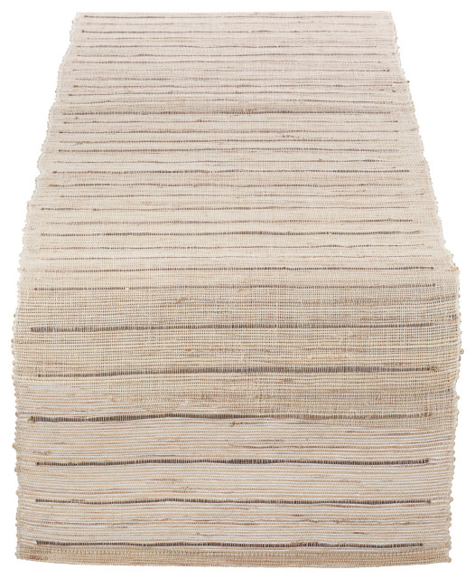 Nubby Texture Stripe Design Woven Table Runner, Natural, 14"x72 ...