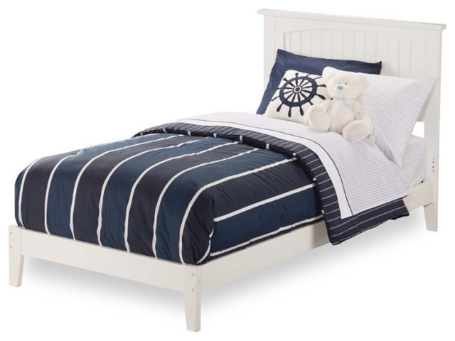 AFI Nantucket Twin Solid Wood Platform Bed with Attachable USB in White ...