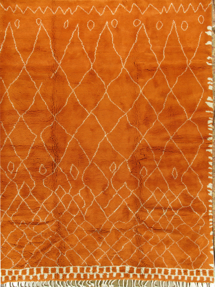 New Moroccan Style Orange Fluffy Rug 10' X 12'10 - Contemporary - Area ...