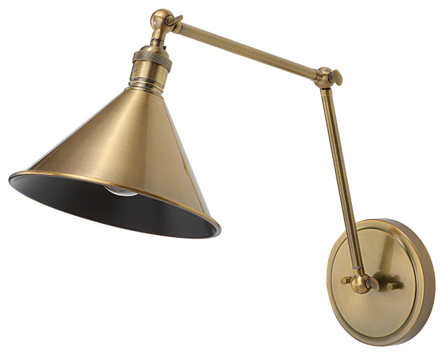 Traditional Antiqued Brass Library Wall Sconce Reading Adjustable Arm ...