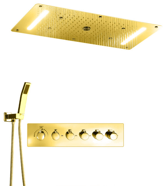 Bathselect Millo Solid Brass Multi Color Led Rain And Waterfall Shower