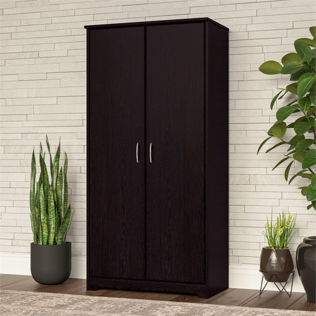Cabot Tall Storage Cabinet with Doors in Espresso Oak - Engineered Wood ...