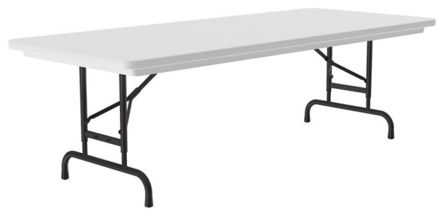 Pemberly Row Plastic Resin Folding Table with Adjustable Height in Gray ...