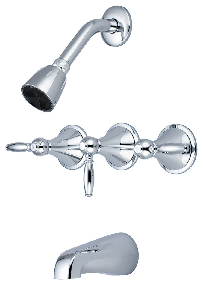 Central Brass Three Handle Tub & Shower Set - Transitional ...