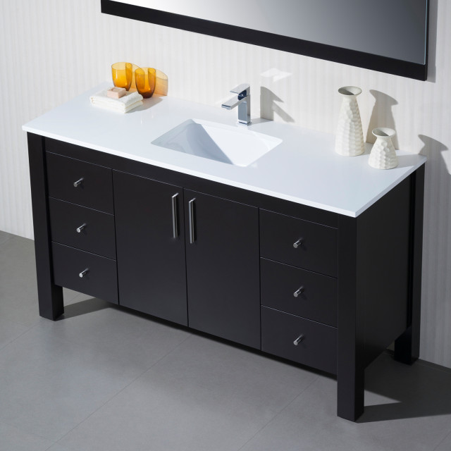 60" Gray Quartz Backsplash Only - Contemporary - Vanity Tops And Side ...