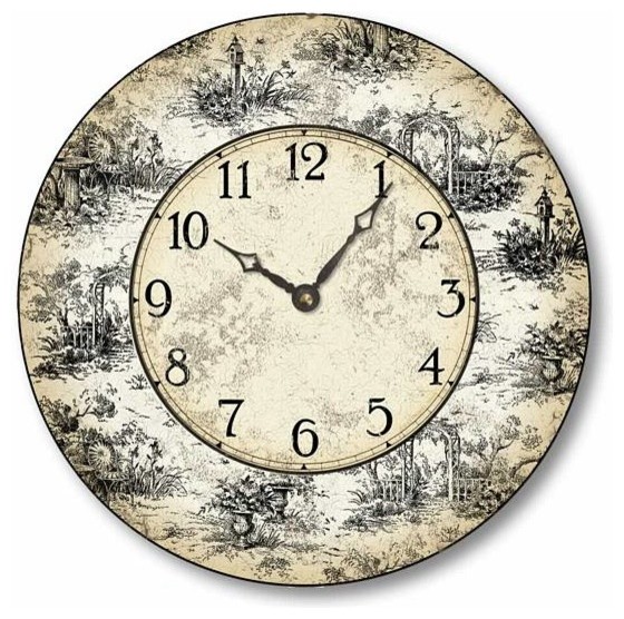 French Toile Vintage-Style Wall Clock - French Country - Wall Clocks ...