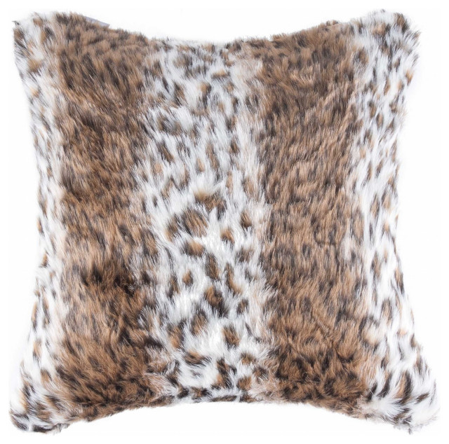 HomeRoots 18" x 18" x 5" Georgetown Lynx Faux Fur Pillow - Contemporary ...