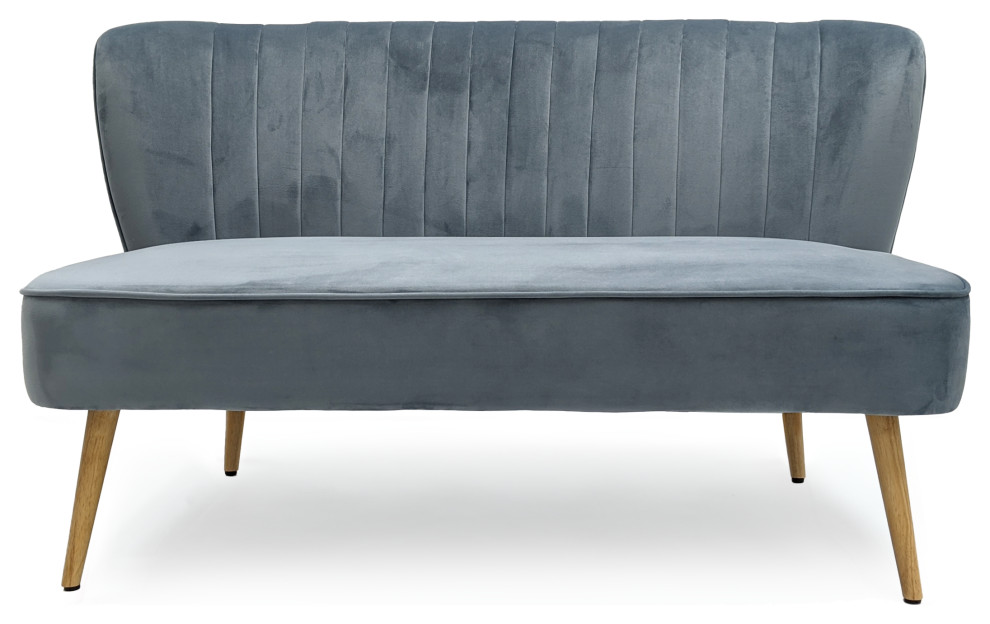 Blue Velvet Bench - Midcentury - Upholstered Benches - by Zentique, Inc ...