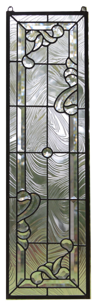 10" x 36" Stunning Handcrafted Hanging All Clear Beveled Glass Window ...