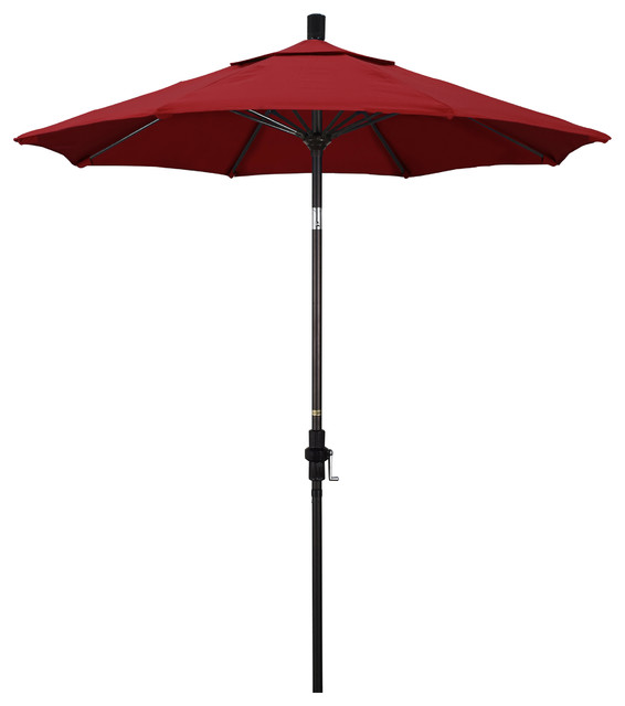 7.5' Bronze Collar Tilt Lift Fiberglass Rib Aluminum Umbrella, Pacifica ...