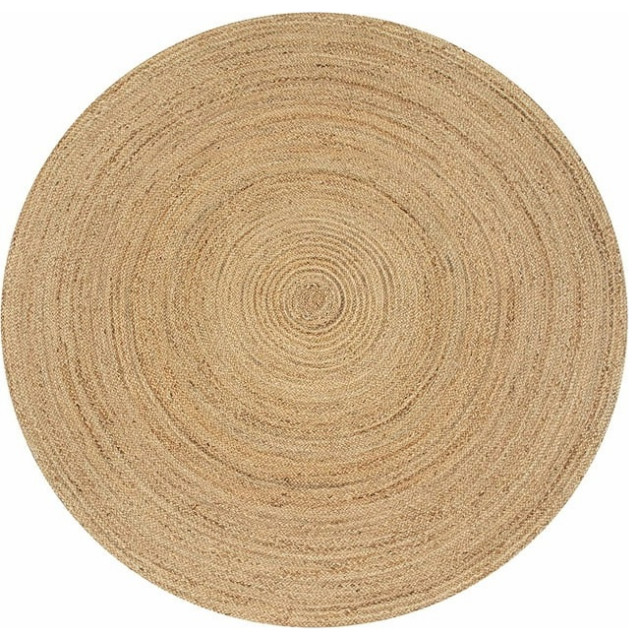 Handmade Natural Jute Round Rug, Braided Farmhouse Style, Reversible ...