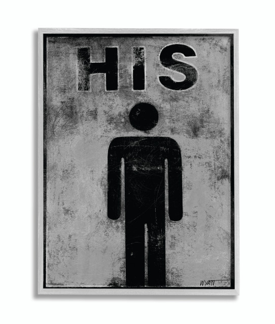 Stupell Industries His Distressed Bathroom Sign, 16 x 20 - Contemporary ...