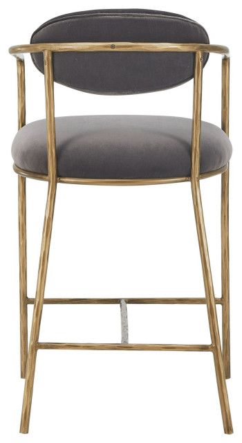 Modrest Baird Modern Grey Velvet, Brass Counter Chair - Contemporary ...