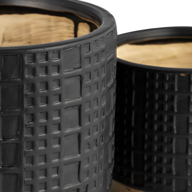 2-Piece Set Mesh Metallic Planters, Black - Contemporary - Indoor Pots ...