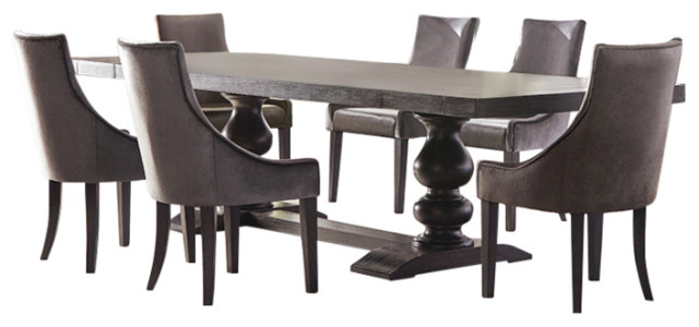 Phelps Rectangular Trestle Dining Set Antique Noir and Grey Dining Table Grey - Traditional ...