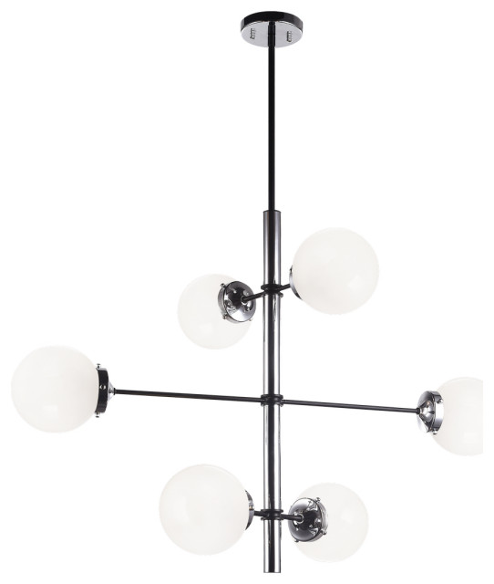 Matteo Lighting C78106CHOP Six Light Chandelier, Chrome Finish ...