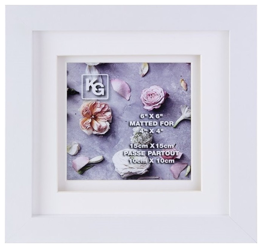 Pemberly Row Contemporary Morgan Frame 6" x 6" White Engineered Wood ...
