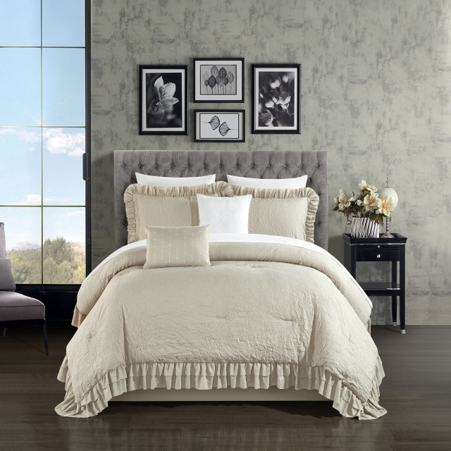 Chic Home Kensley Comforter Set Ruffled Flange-Decorative Pillows Shams ...