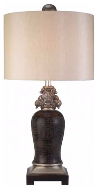 Tracey Transitional Style Table Lamp,Sterling Silver, Brown ...