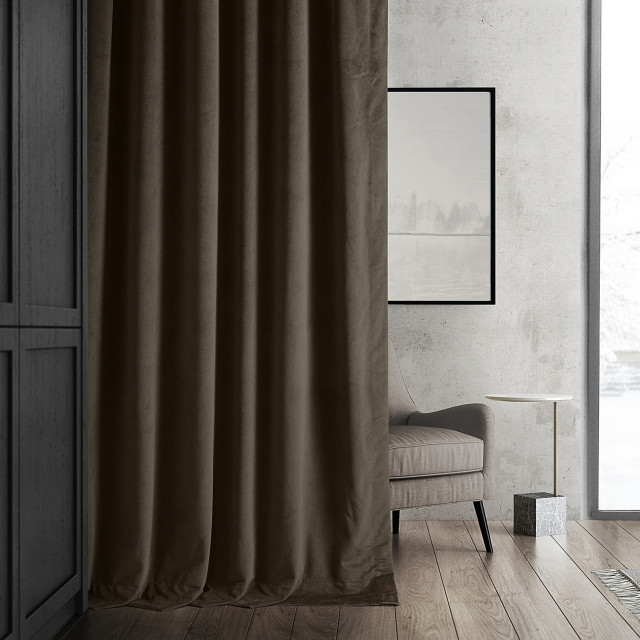 Signature Java Blackout Velvet Curtain Single Panel, 50"x84" - Transitional - Curtains - by Half ...