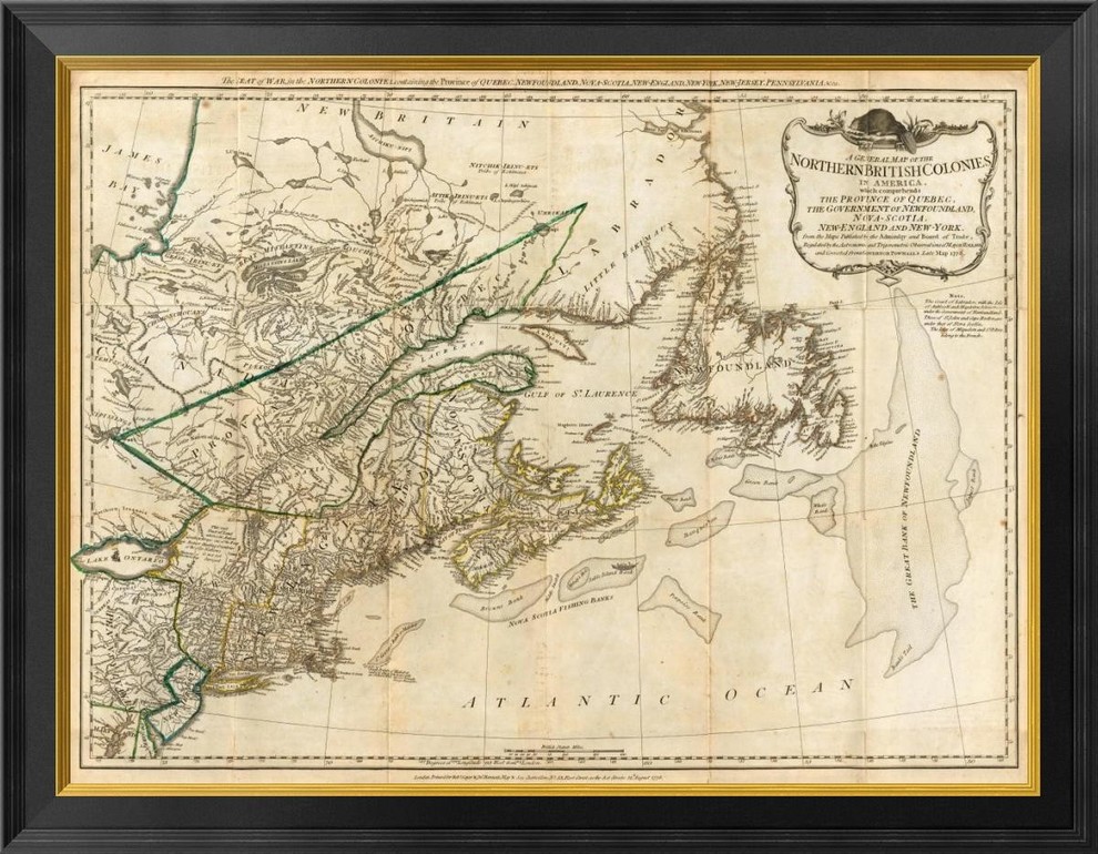 A General Map Of The Northern British Colonies In America, 1776, 20"x1 ...
