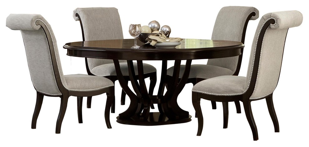 5-Piece Sasha Dining Round/Oval Pedestal Table, 4 Chair Espresso ...