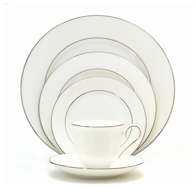 Lenox Hannah Platinum Bone China 5 Piece Dinnerware Set, Service For 1 ...