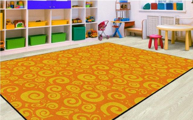 Flagship Carpets VA391-44A 7'6"X12' Swirl Orange Educational Rug ...