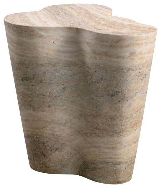 Slab Faux Travertine Table, Tall Side Table - Transitional - Side ...