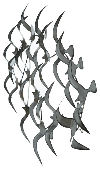 Silver Flock Metal Wall Sculpture 40"Wx23"H3"D - Contemporary - Metal ...